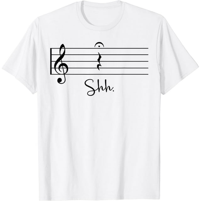 Funny Music Notes Shirt Shh Quarter Fermata Teacher Gift white T-Shirt ...