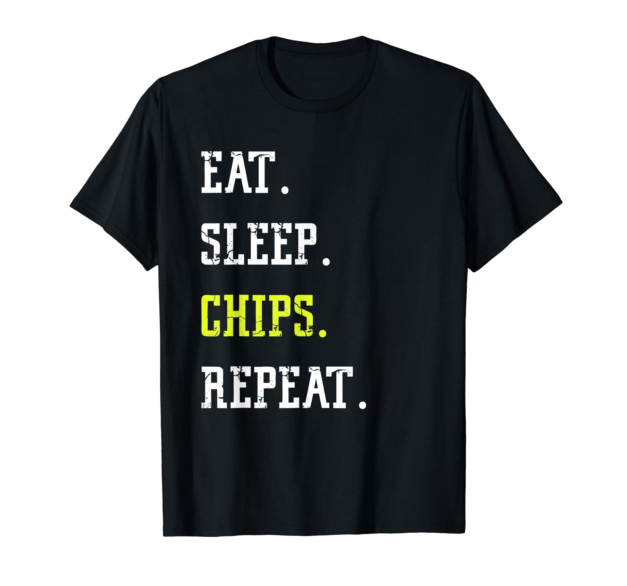Funny National Potato Day Eat Sleep Chips Repeat Vintage T-Shirt ...