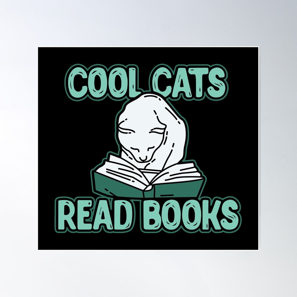 Funny Nerdy Cat Book Lover Reading Teacher Gift Poster Wall Art, Modern ...