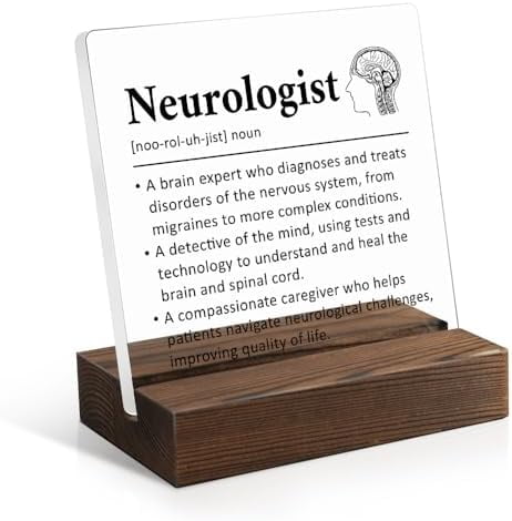 Funny Neurologist Plaque - Brain Themed Acrylic Office Sign with Wooden ...