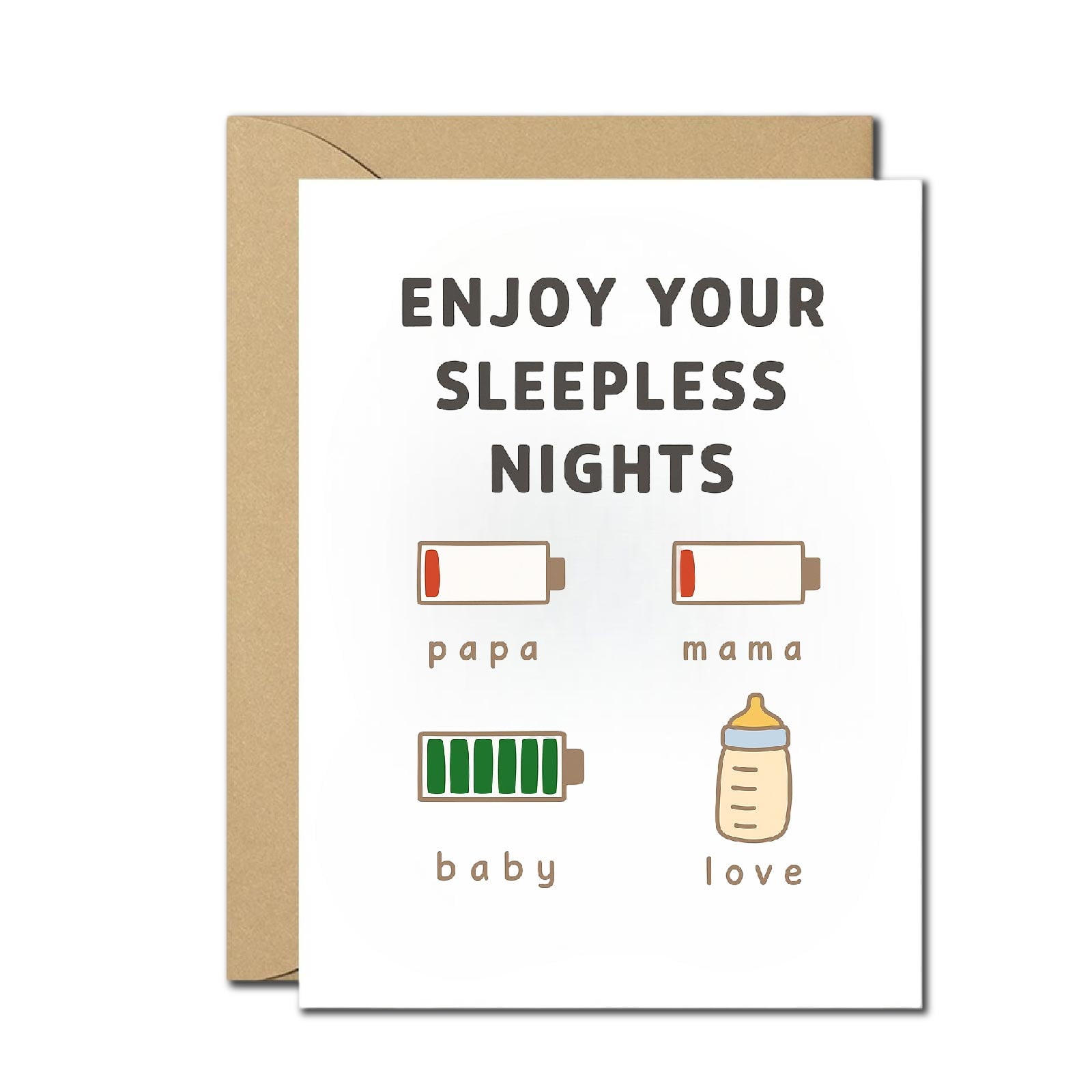 Funny New Baby Card – “Enjoy Your Sleepless Nights” Battery & Bottle ...