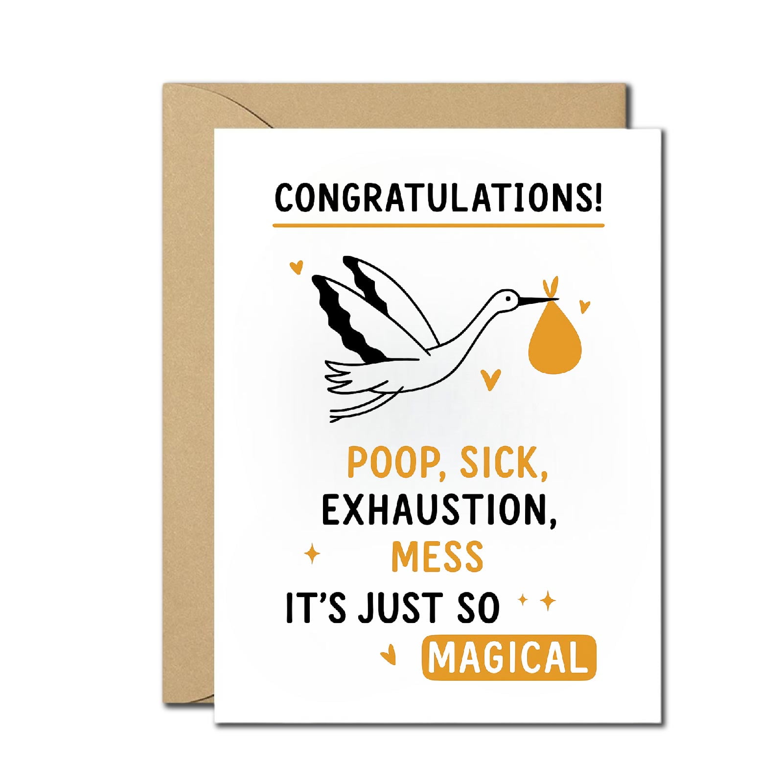 Funny New Baby Congratulations Greeting Card - “Poop, Sick, Exhaustion ...