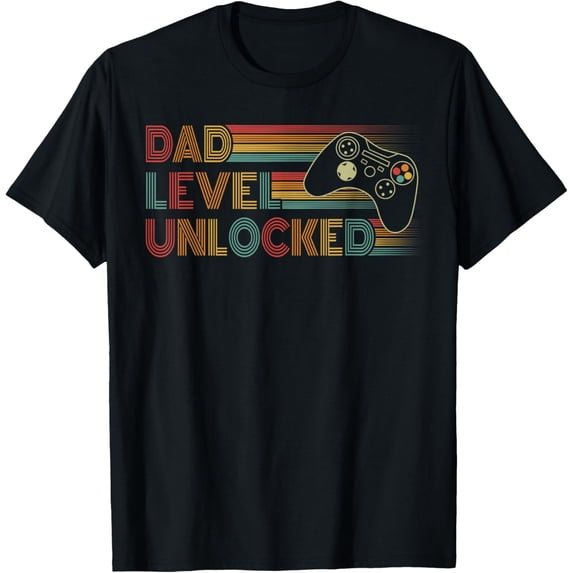 Funny New Dad Shirt Dad Level Unlocked Gaming Gamer Dad Mens T-Shirt ...