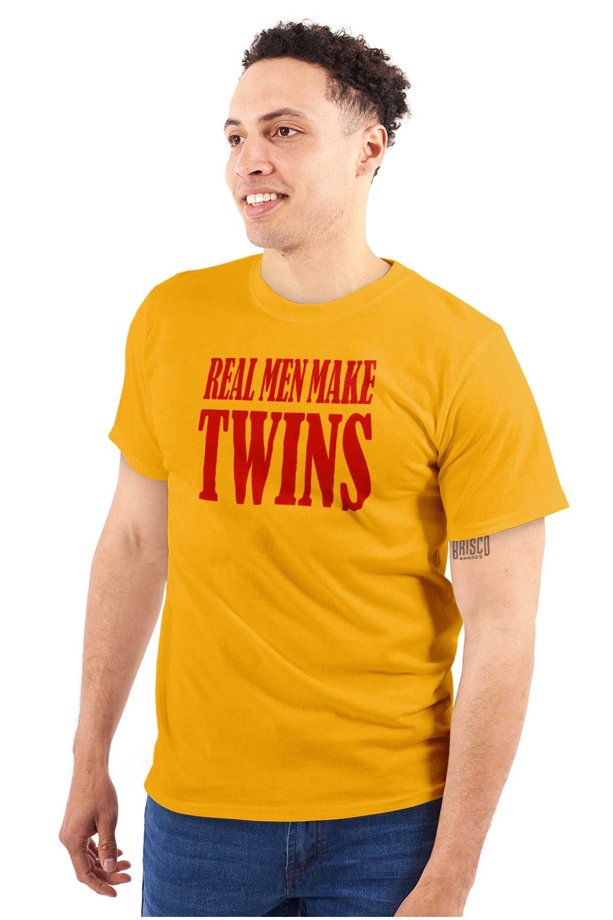 Funny New Father Real Men Make Twins Men's Big & Tall Crewneck Graphic ...