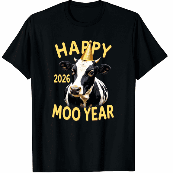 Funny New Years Eve Cow NYE Party Farm Animal Moo Pun Graphic Tee T ...