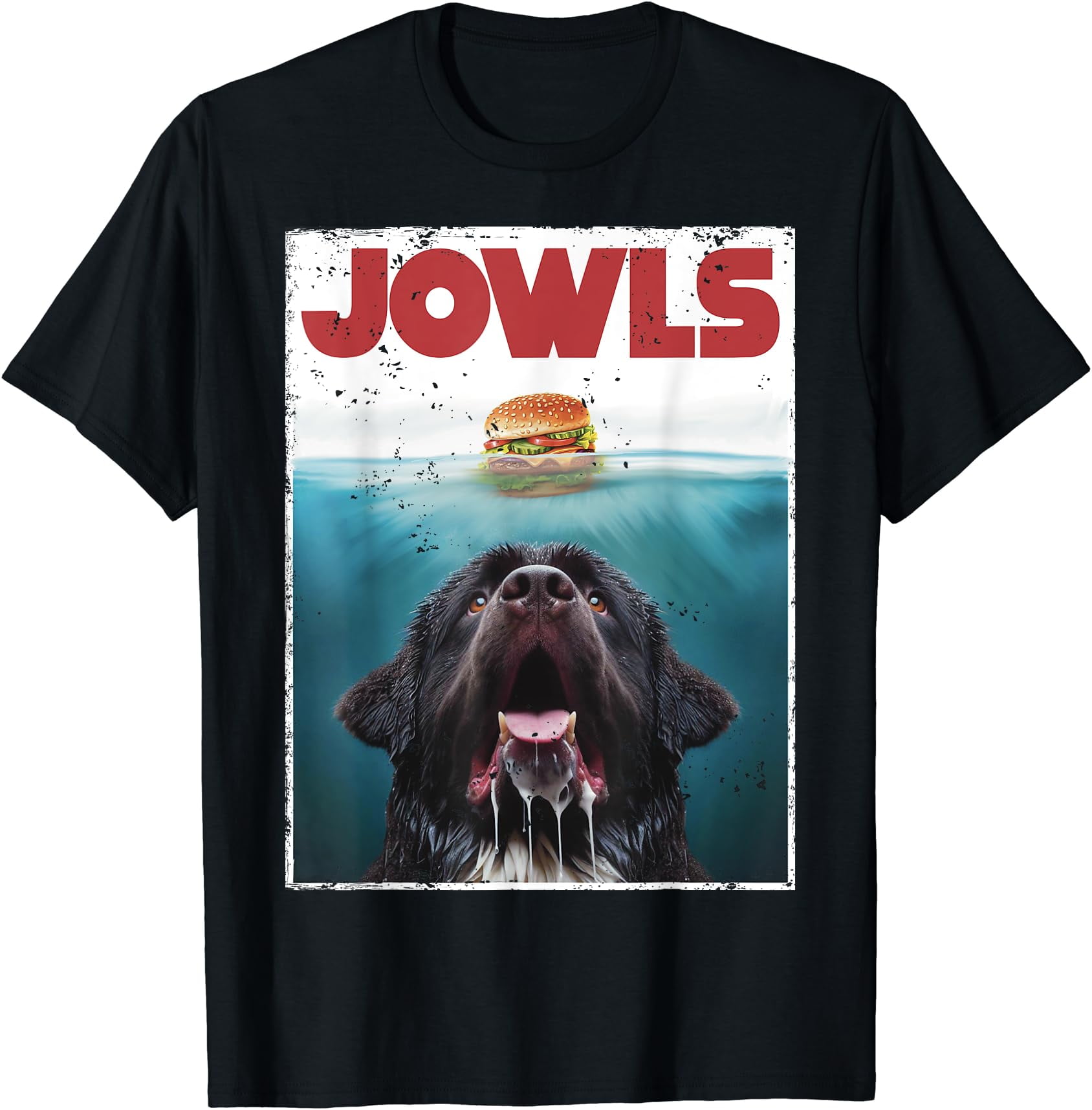 Funny Newfie Lab Jowls Burger Drool T-Shirt for Dog Mom Dad - Walmart.com
