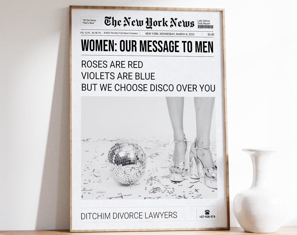 Funny Newspaper Print, Newspaper Poster, Newspaper Wall Art Poster, Bar ...