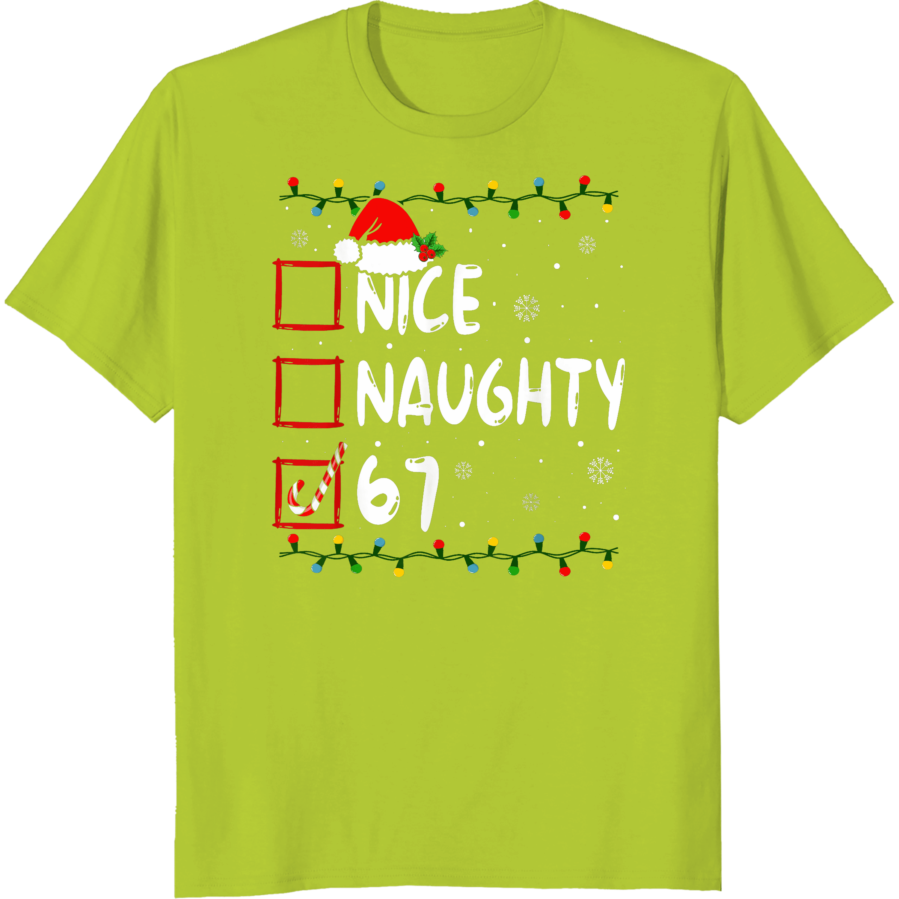 Funny Nice Naughty 6 7 Christmas 67 Meme Xmas Boys Girls T-Shirt ,Full ...