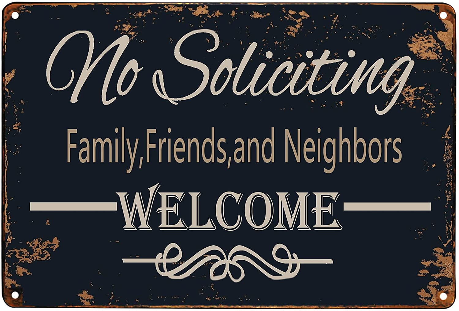 Funny No Soliciting Sign Family Friends and Neighbors Welcome Vintage ...