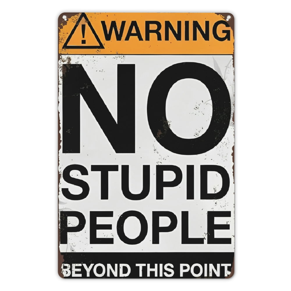Funny 'No Stupid People Beyond This Point' Vintage Metal Sign - 8"x12 ...