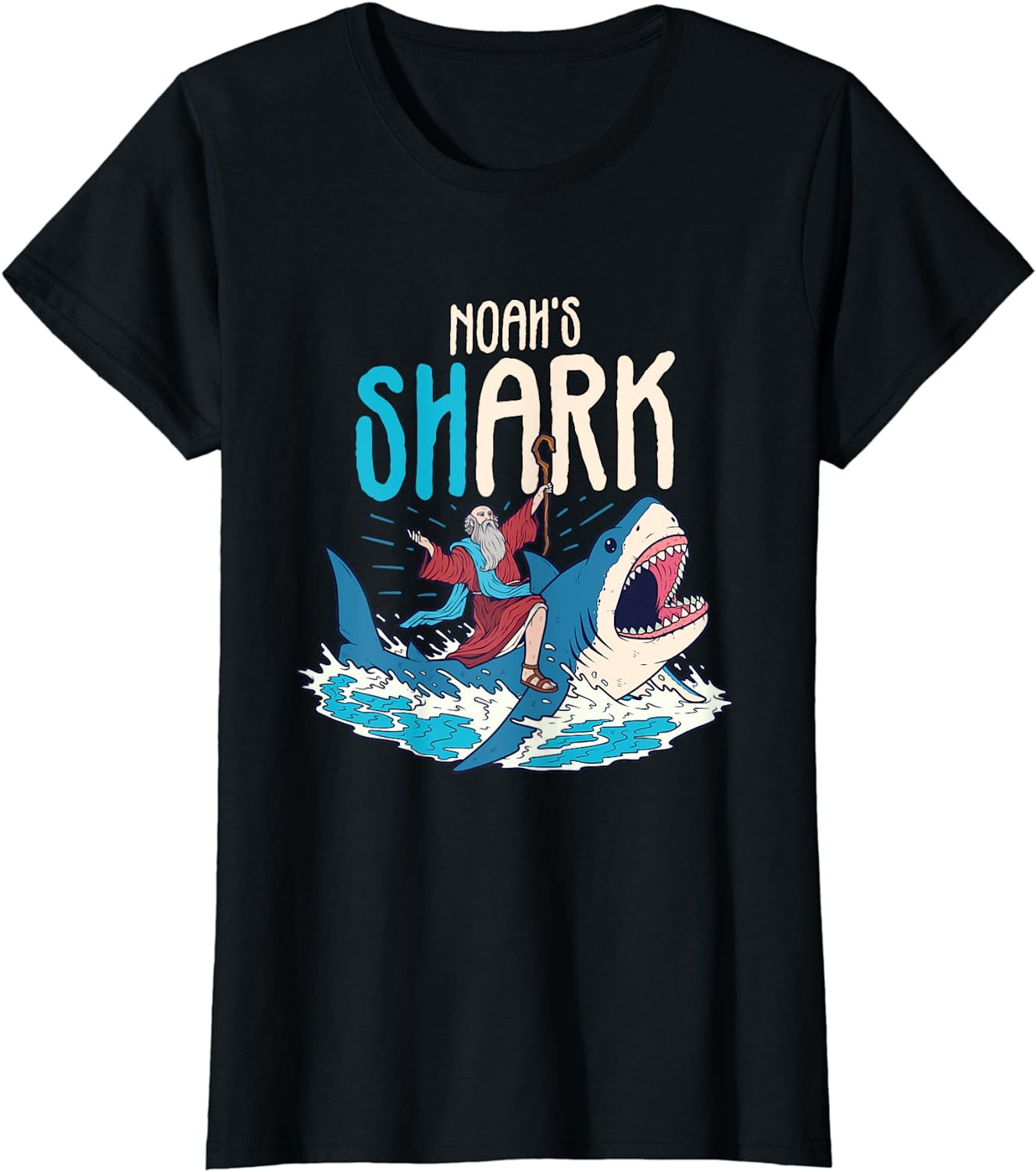 Funny Noah's Ark Shark Great White Shark Pun Shark T-Shirt - Walmart.com