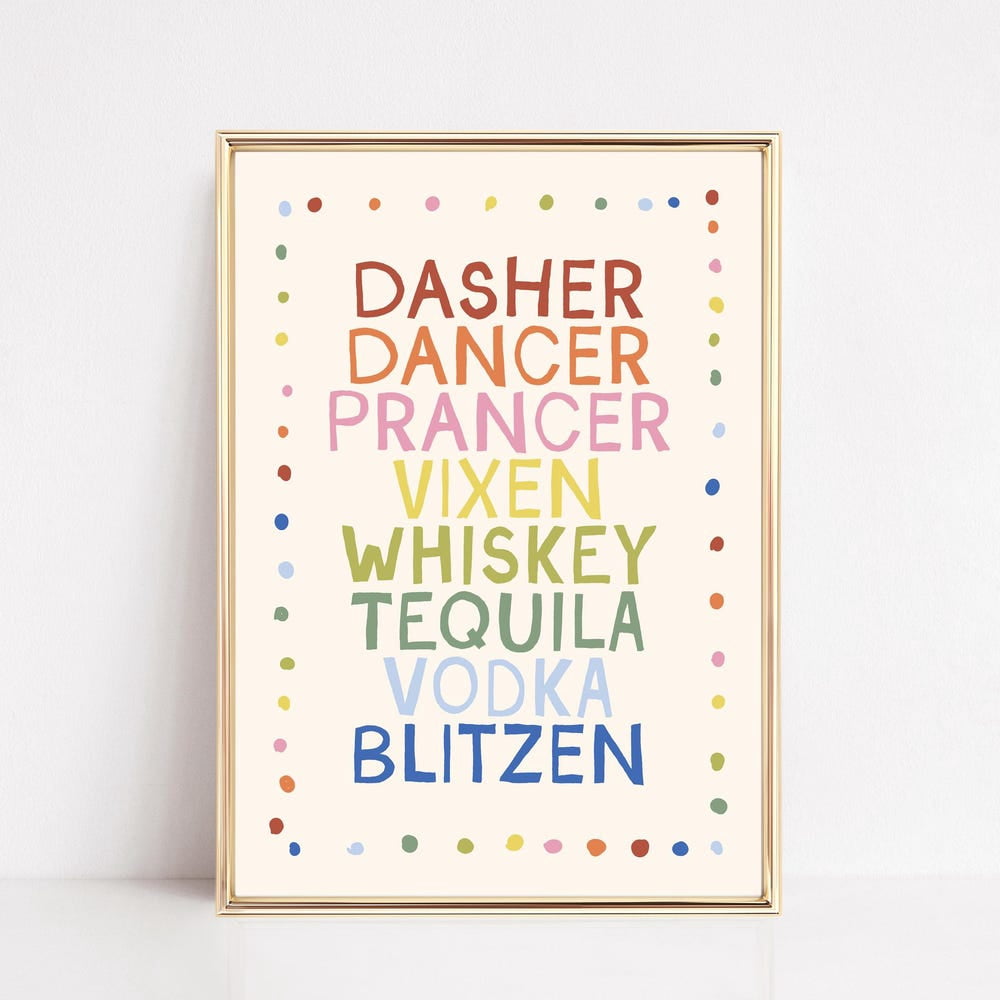 Funny Noel Print, Kitschy Noel Bar Cart Decor, Bright Noel Wall Art ...