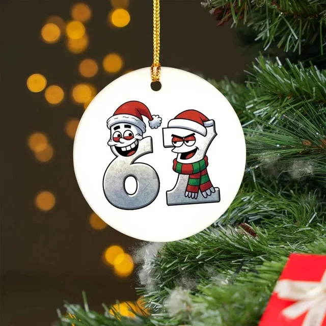 Funny Noel Six Seven Noel Festive Noel Ceramic Ornament 2D FLAT Ceramic ...