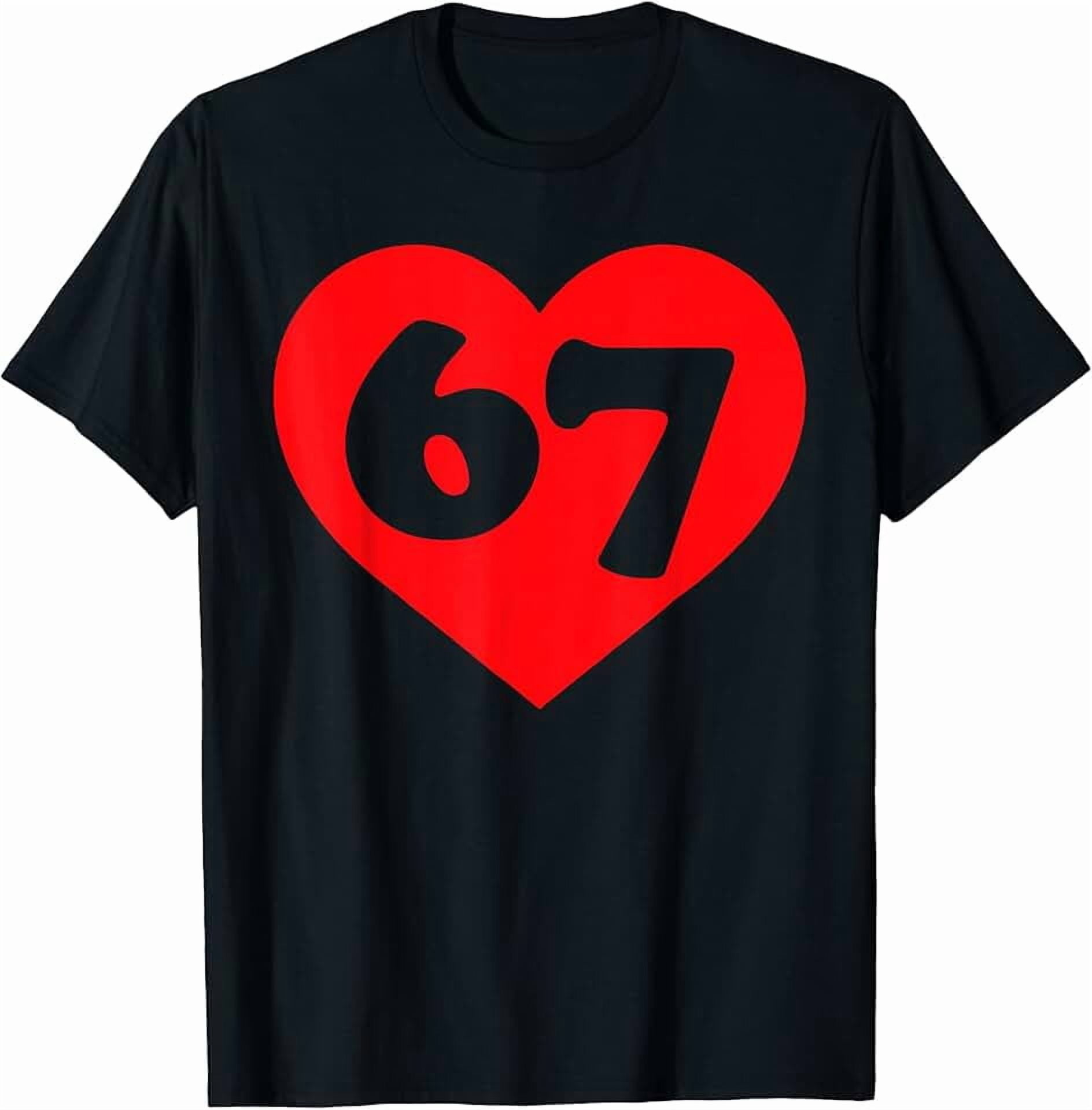 Funny Number 67 Red Heart Matching Couple Unisex Graphic Tee - Walmart.com