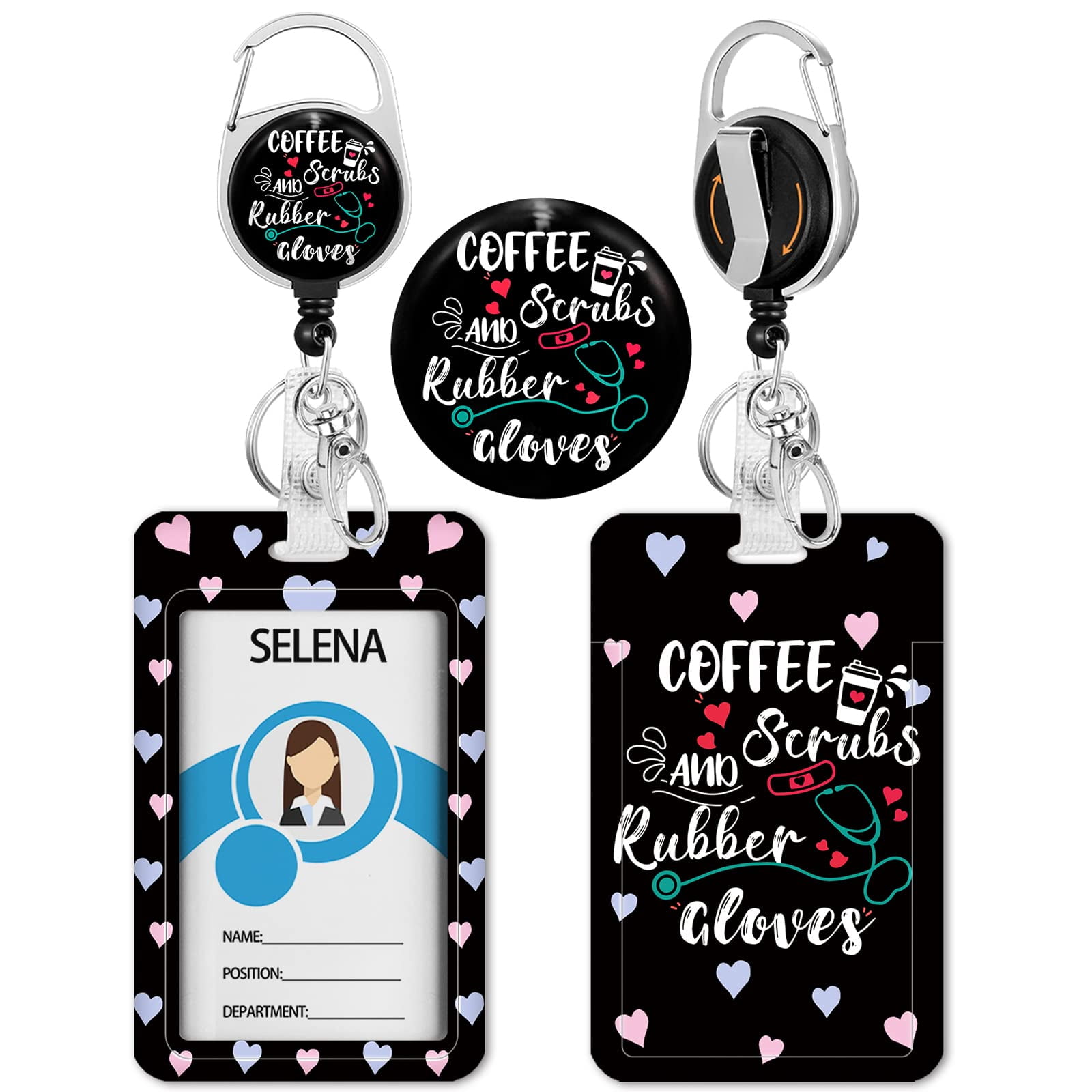 Funny Nurse Badge Holder with Retractable Reel, Cute Id Card Badge Case ...