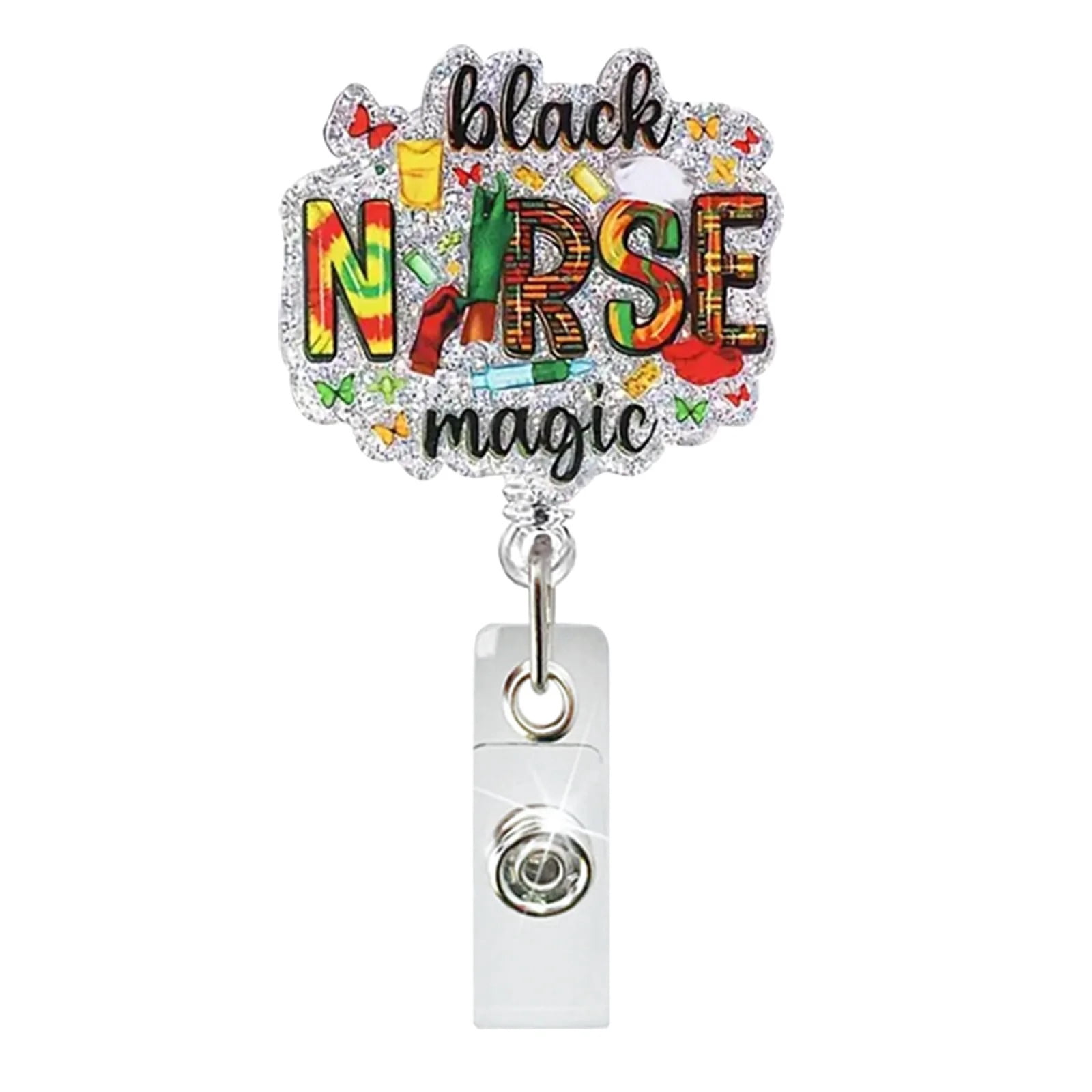 Funny Nurse Badge Reel, Cute Work Badge Holder with Retractable Clip ...