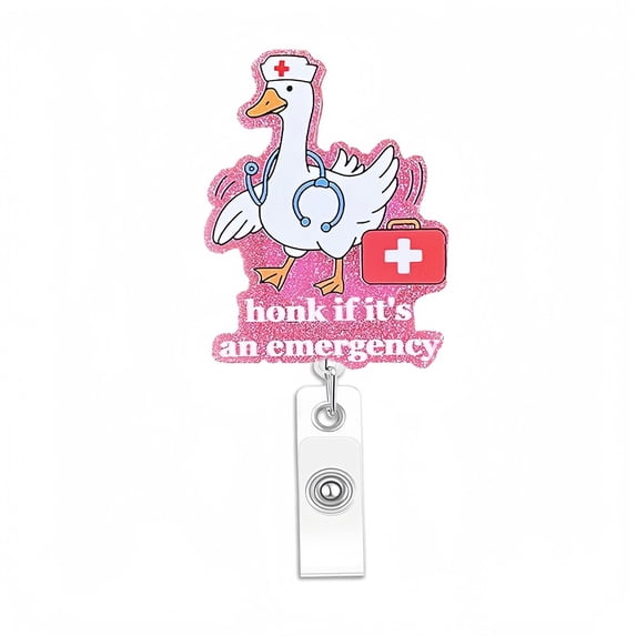 Funny Nurse Badge Reel, Cute Work Badge Holder with Retractable Clip ...