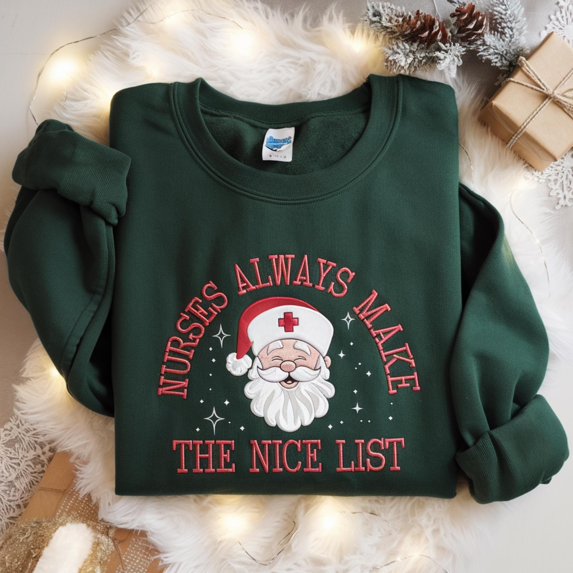 Funny Nurse Christmas Embroidered Sweatshirt, Vintage Santa RN Gift ...