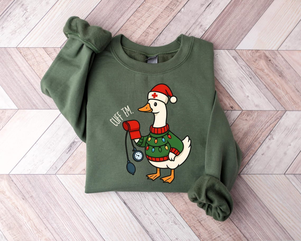 Funny Nurse Christmas Sweatshirt, Holiday Medical Humor Pullover, RN ...