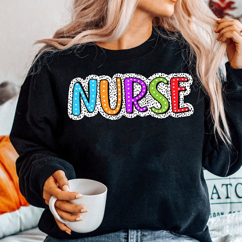 Funny Nurse Dalmatian Sweatshirt, Dalmatian Dot Print Nurse Gift ...
