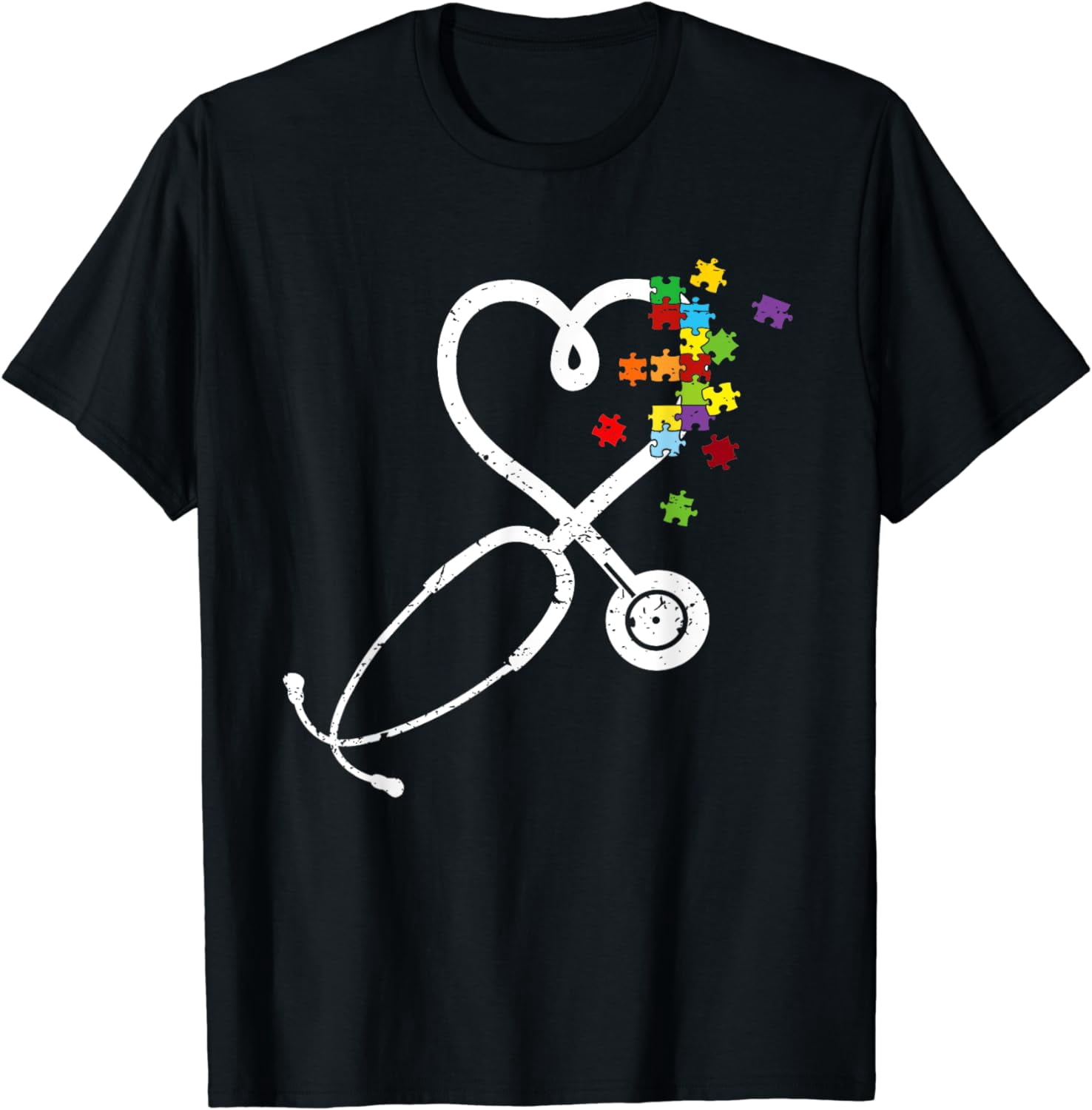 Funny Nurse Doctor Autism Awareness Puzzle Stethoscope Heart T-Shirt ...