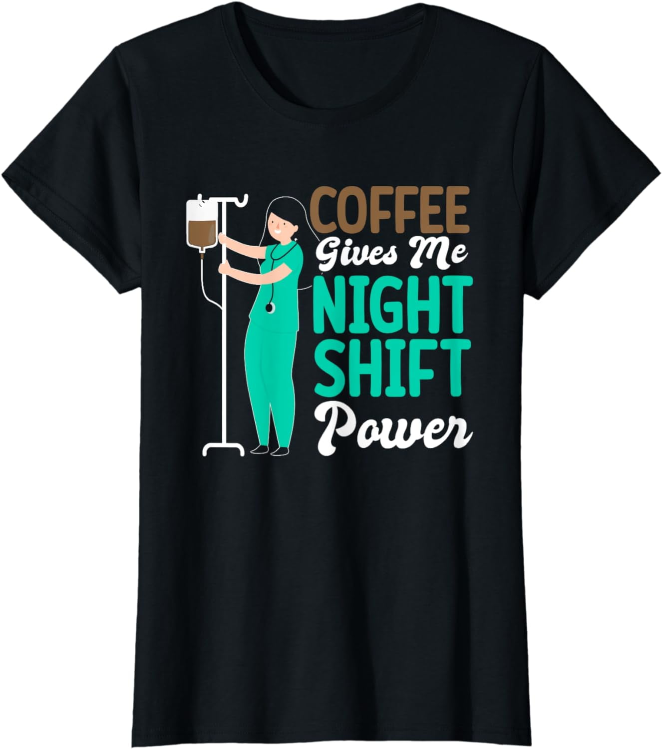 Funny Nurse Emergency Room nursing coffee night shift power T-Shirt ...