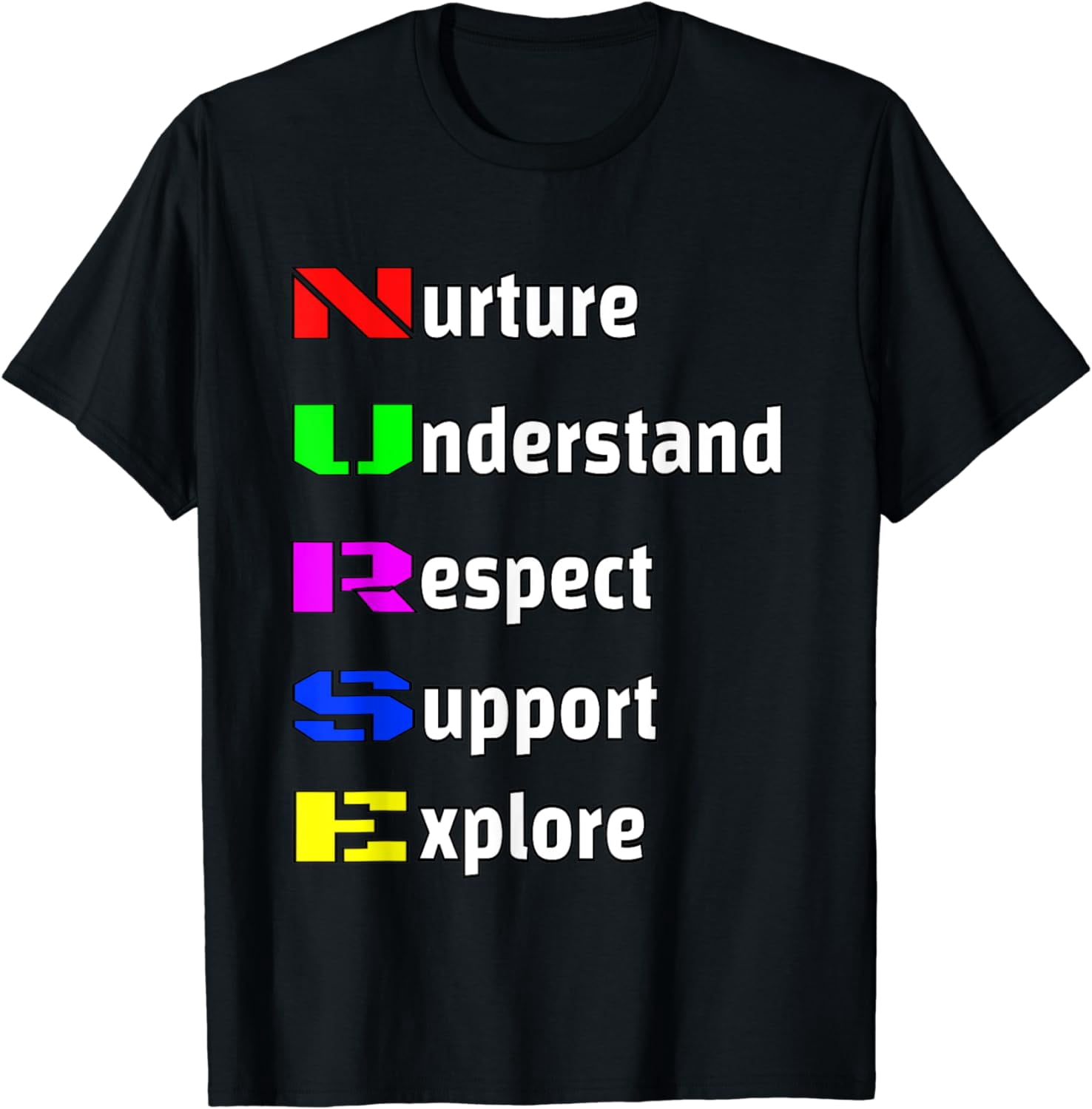 Funny Nurse - Nurture Understand Respect Support Explore T-Shirt ...