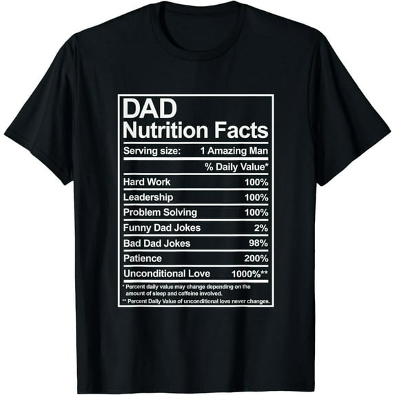 Funny Nutrition Facts Graphic T-Shirt for Men, Sweet Father's Day Gift ...