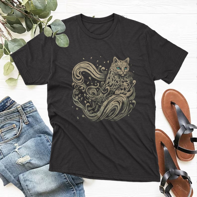 Funny Ocelot Harpist Tee, Whimsical Animal Music Shirt, Ocelot Lover ...