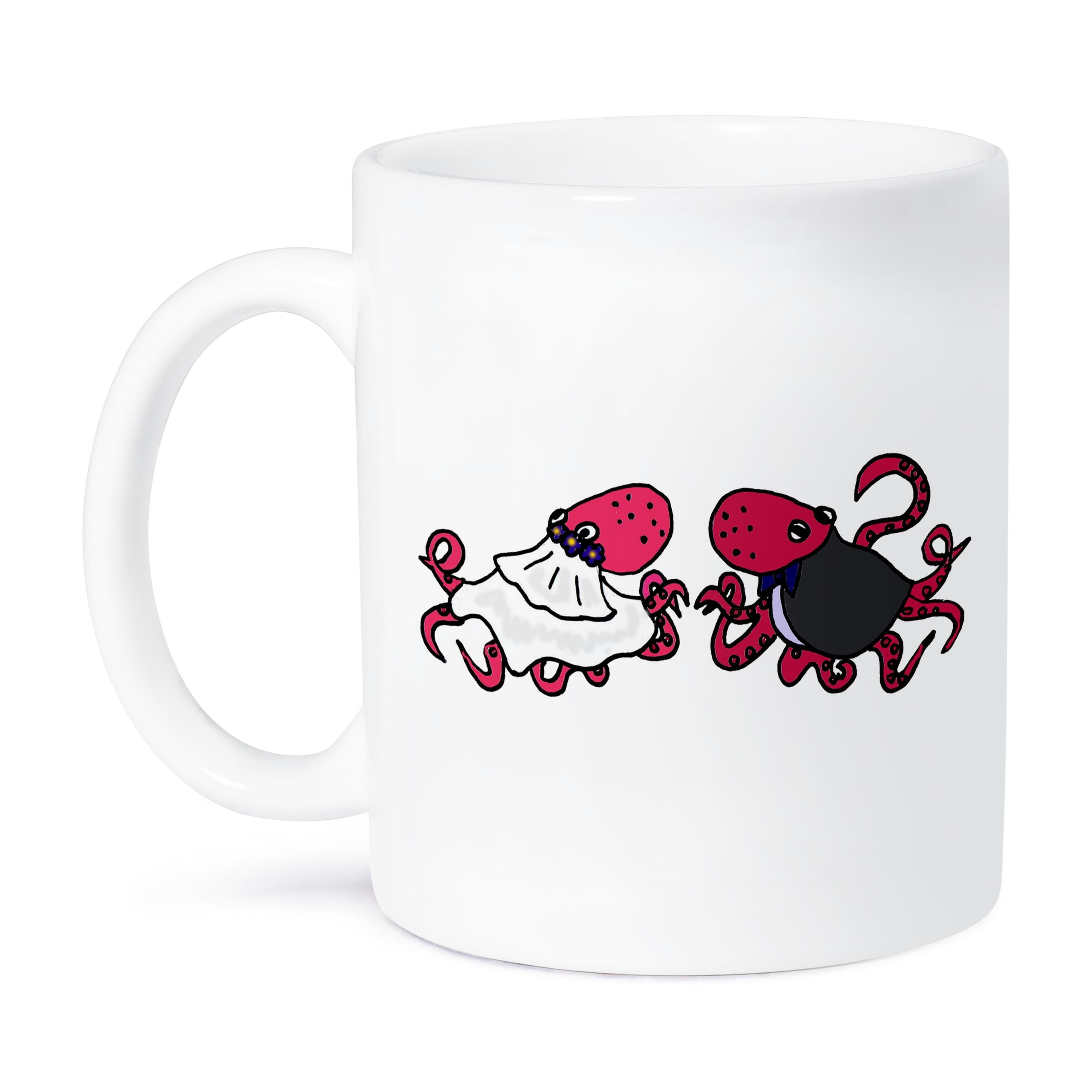 Funny Octopus Bride And Groom Wedding Cartoon, 15oz Mug - Walmart.com