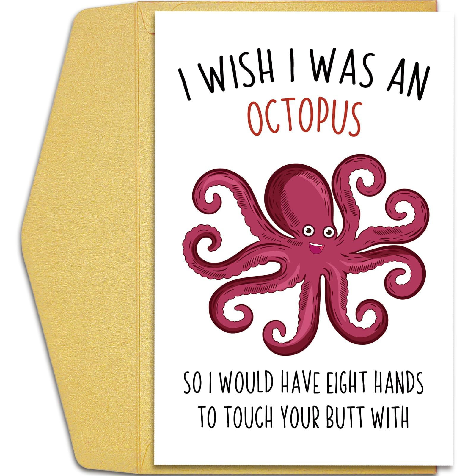 Funny Octopus Card – "I Wish I Was an Octopus" Greeting Card with ...