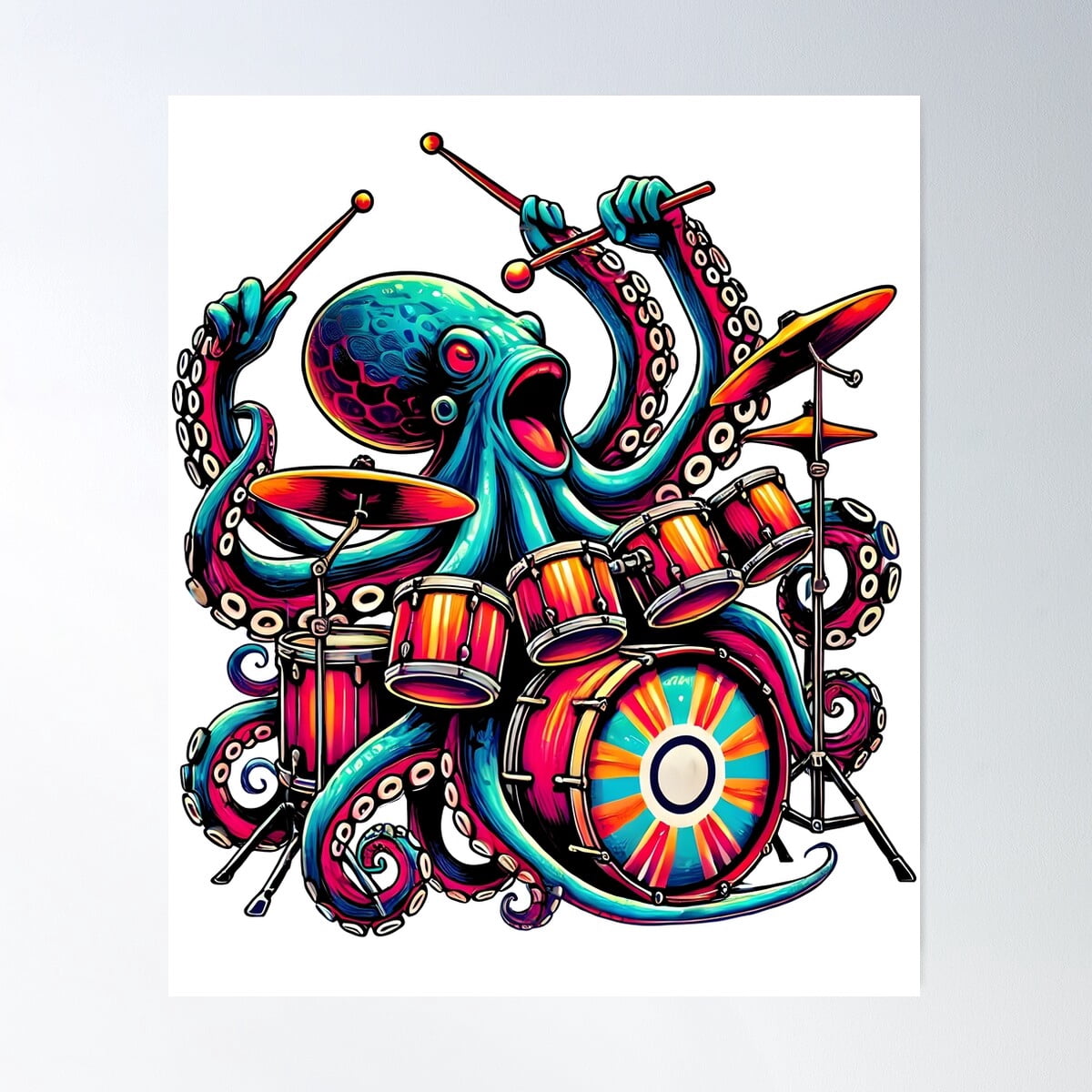 Funny Octopus Drumming T-Shirt - Unique Animal Art With Squirrel ...