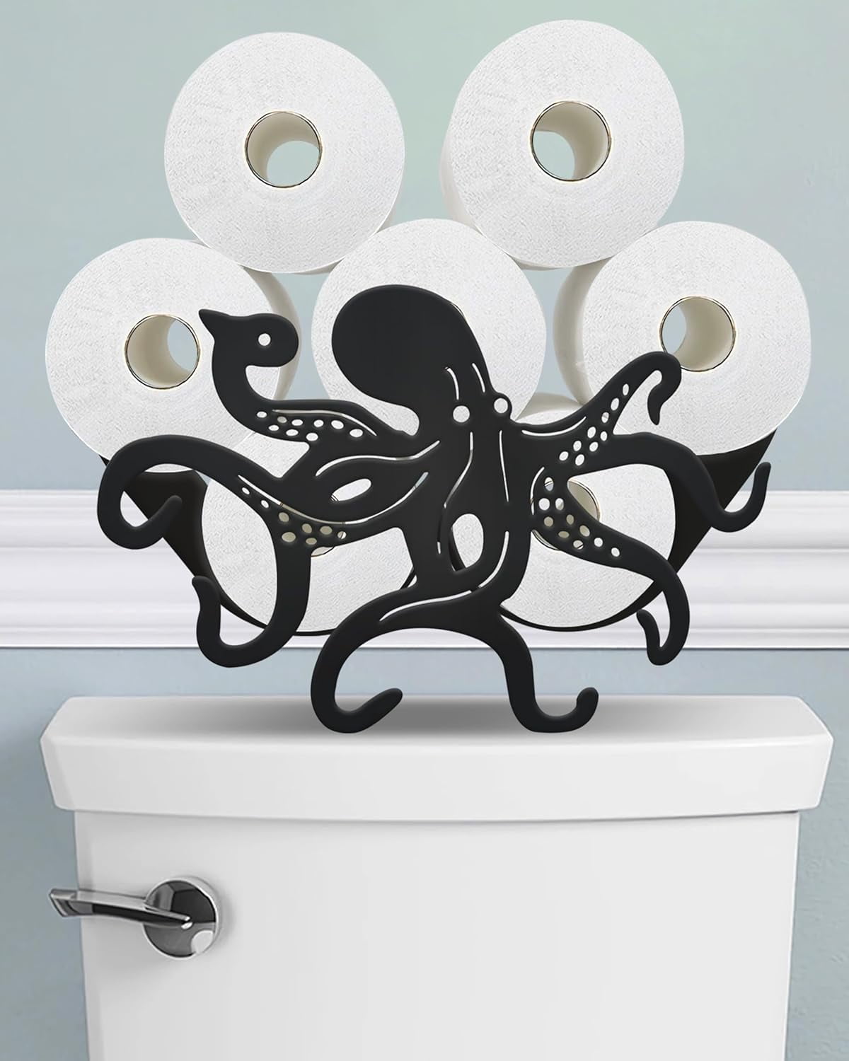 Funny Octopus Free Standing Toilet Paper Holder Stand for Extra 8 Rolls ...