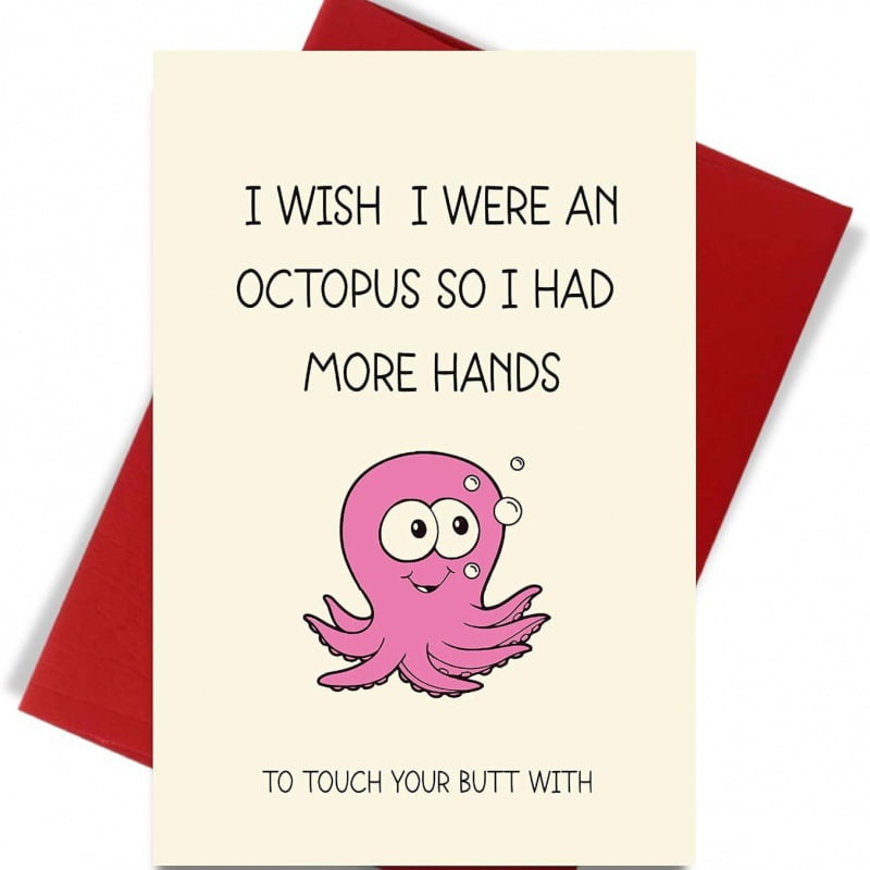 Funny Octopus Greeting Card – "I Wish I Were an Octopus" – Humorous ...