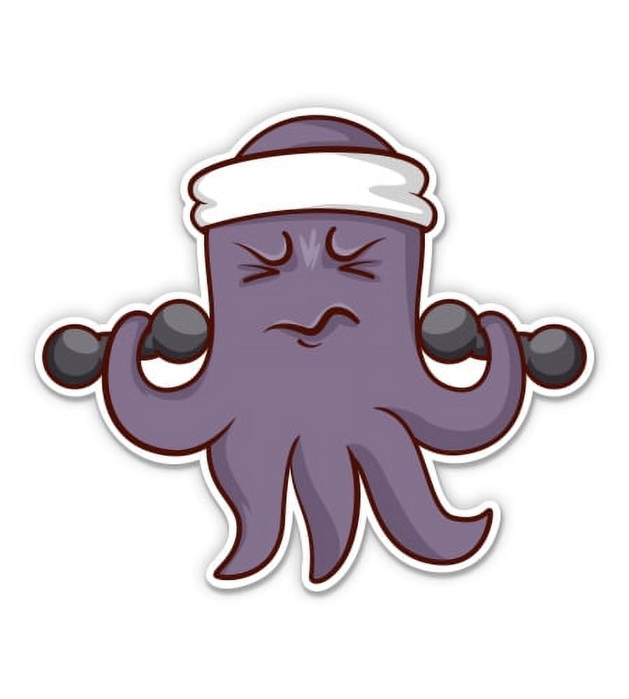 Funny Octopus Working Out - 8" Vinyl Sticker - For Car Laptop I-Pad ...