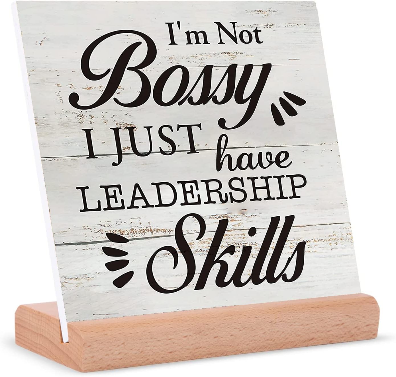 Funny Office Ceramic Table Plaque with Wooden Stand Rustic I'm Not ...