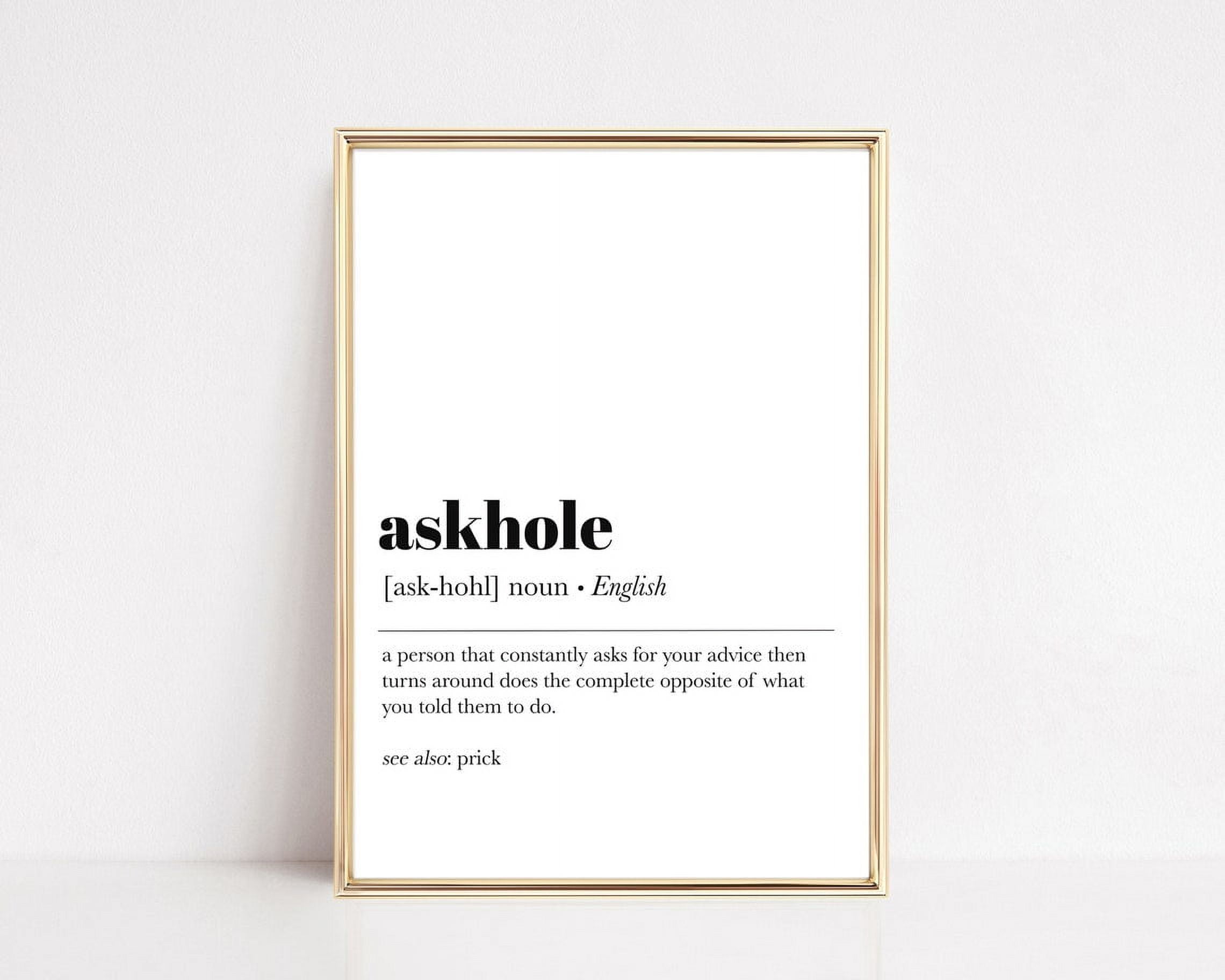 Funny Office Decor For Men Askhole Definition Print Cubicle Decor Funny ...