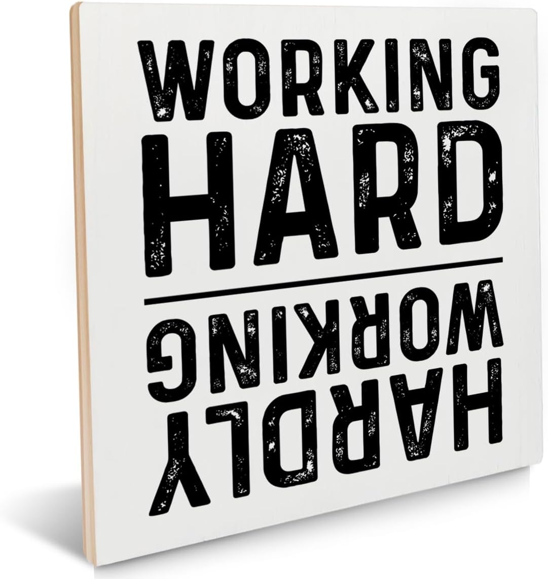 Funny Office Desk Decor, Office Desk Signs Working Hard Hardly Working ...