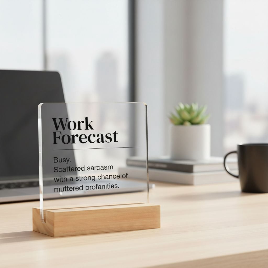 Funny Office Desk Sign - Humor Work Forecast Clear Acrylic Decorative ...