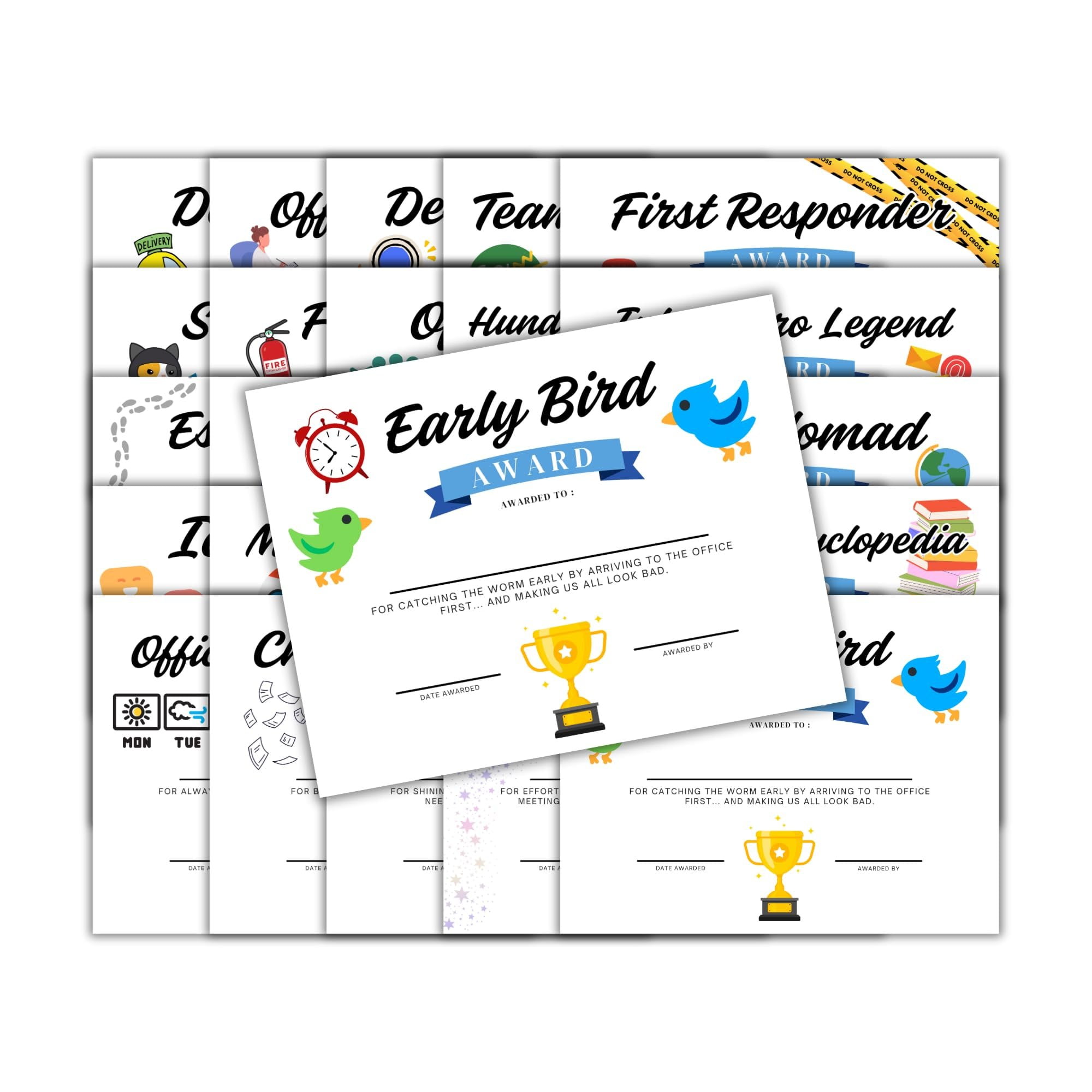 Funny Office Employee Awards 25pk Variations 8.5x11 Certificate of ...