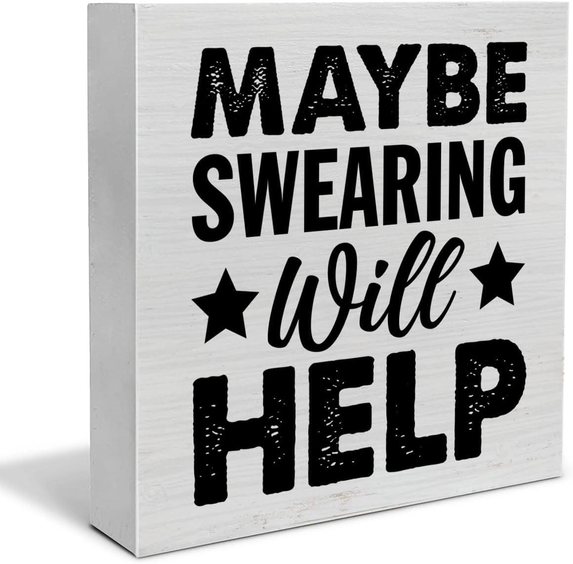 Funny Office Signs Maybe Swearing Will Help Wooden Sign Home Office ...