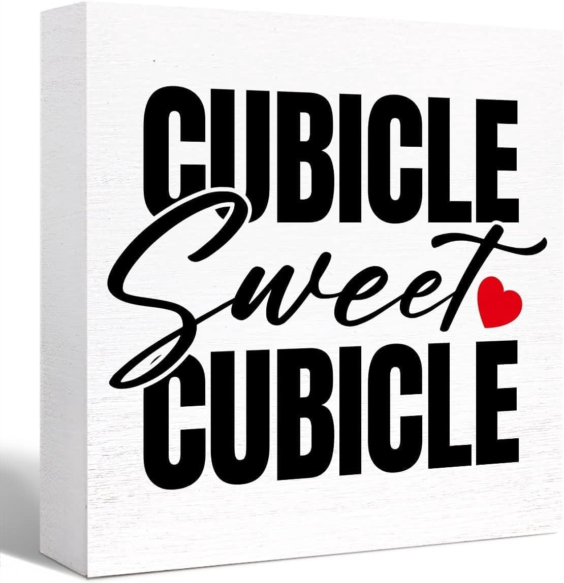 Funny Office Wood Box Sign Cubicle Sweet Cubicle Wooden Block Sign ...