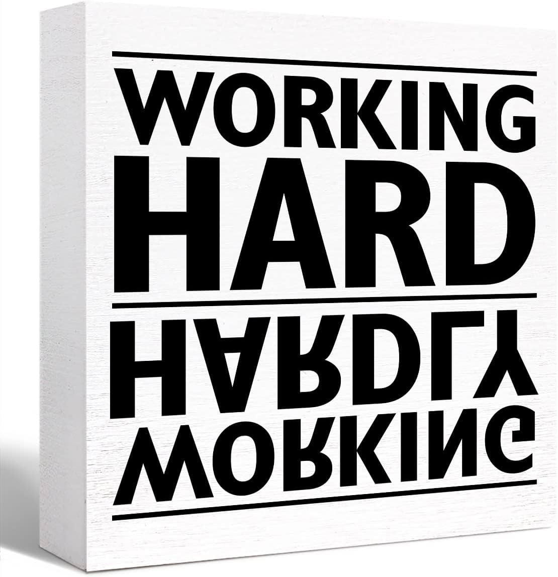 Funny Office Wood Box Sign Working Hard Hardly Working Wooden Block ...