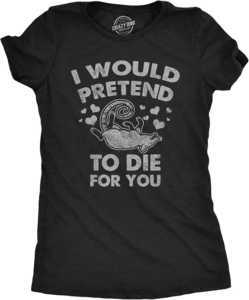 Funny Opossum Playing Dead Animal for Women Graphic Short Sleeve T ...