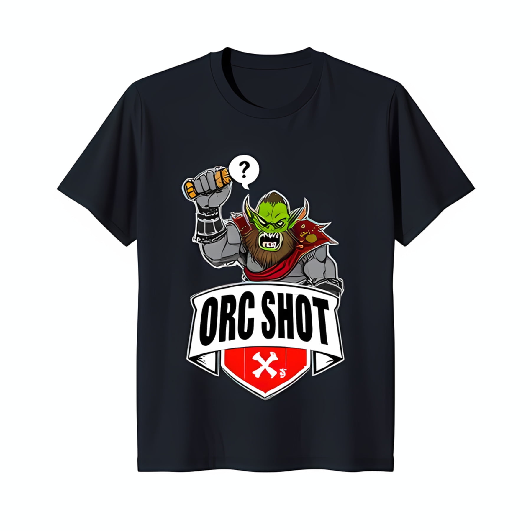 Funny Orc Shot T-Shirt Green Orc with & Question Mark Design on Black ...