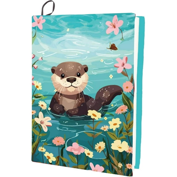 Funny Otter Stretchable Book Cover Flower Washable Reusable Nylon Cloth ...