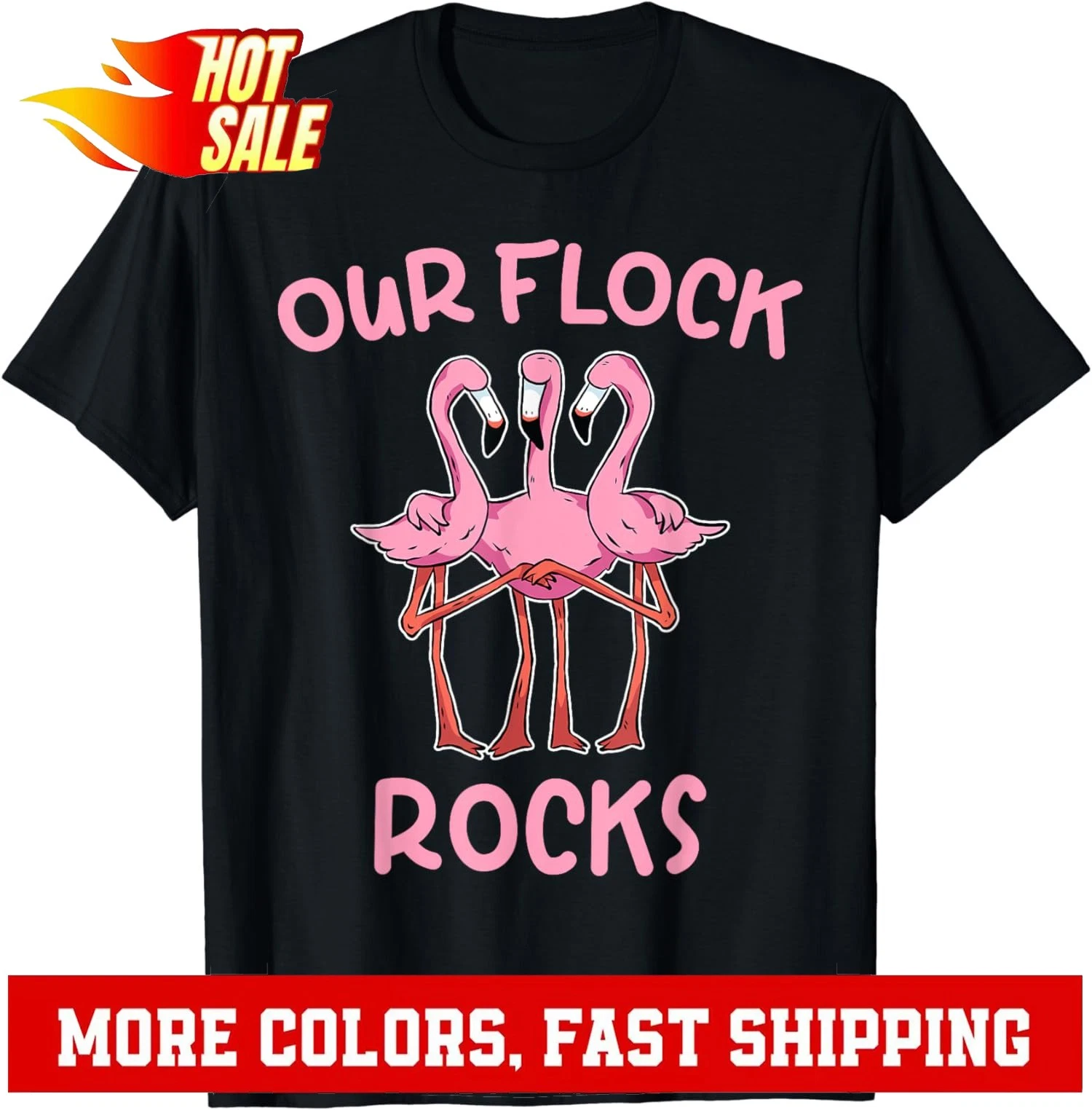 Funny Our Flock Rocks Flamingo Matching Design Unisex T-Shirt - Walmart.com