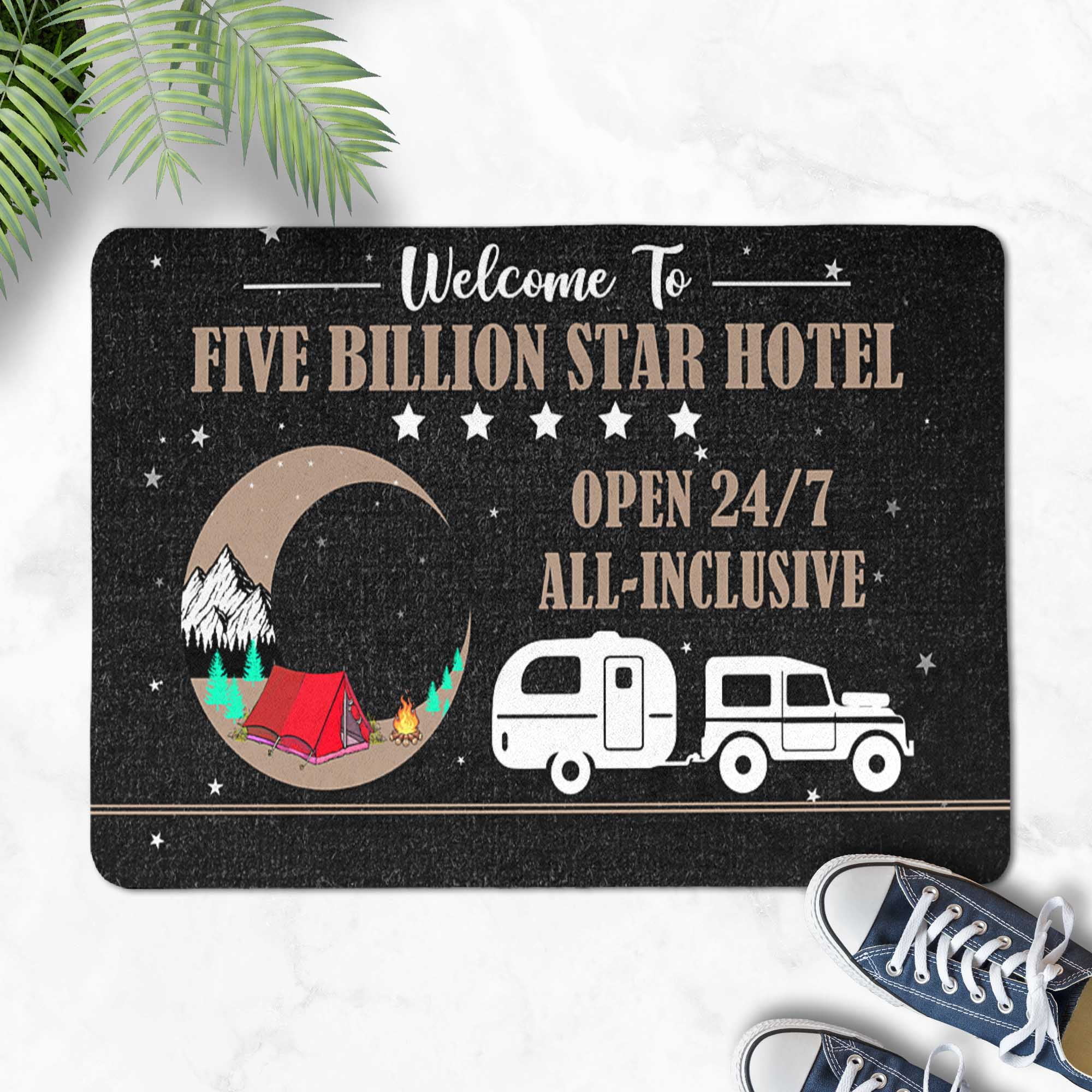 Funny Outdoor Camping Doormat – Starry Night Camper Welcome Mat with ...