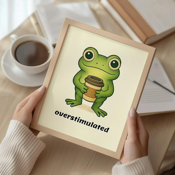 Funny Overstimulated Frog Print: Quirky Animal Wall Art #2160, Unframed ...