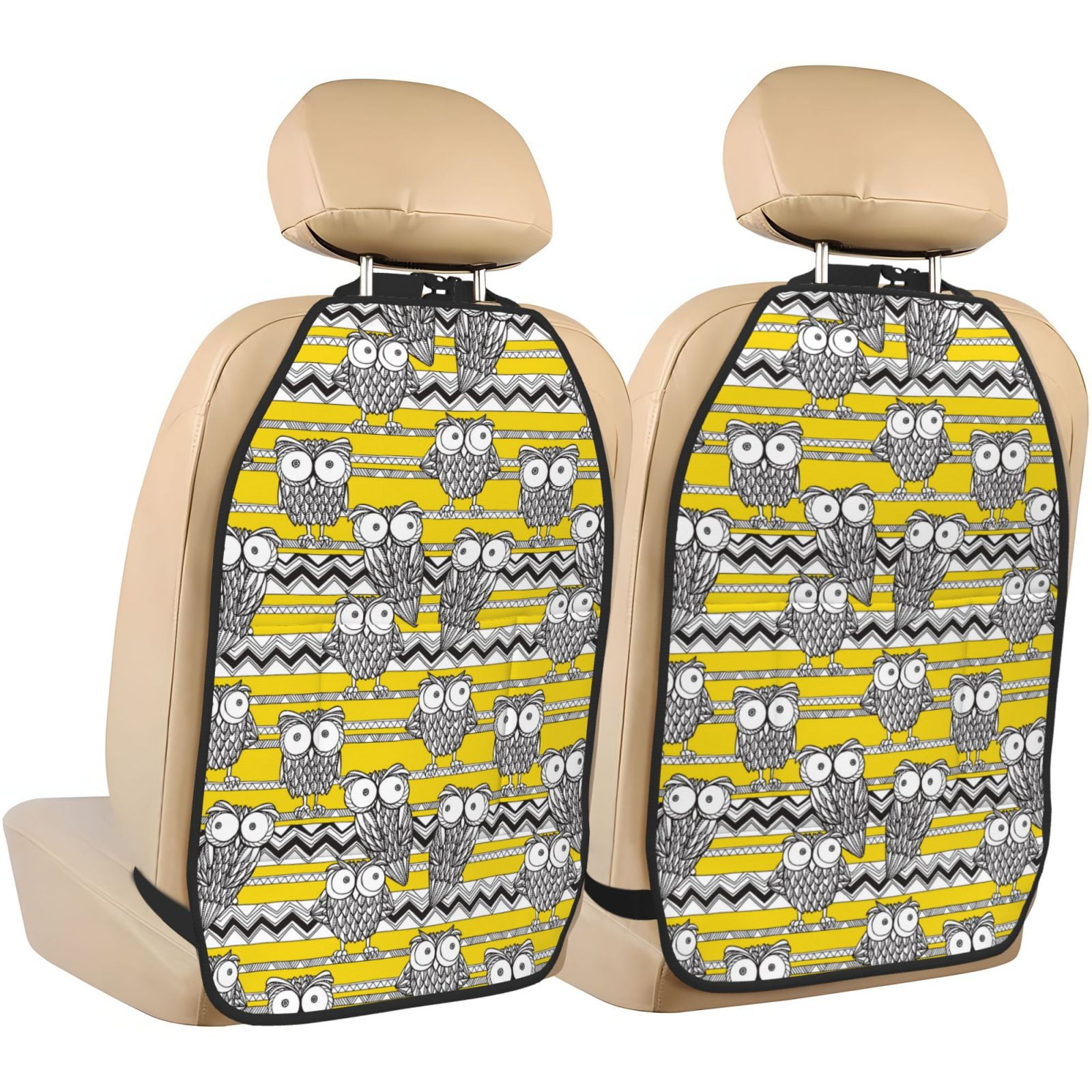 Funny Owl Backseat Car Organizer, 2 Pack Kick Mats Back Seat Protector ...